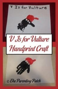V Is for Vulture Handprint Craft