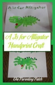 A Is for Alligator Handprint Craft