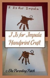 I Is for Impala Handprint Craft