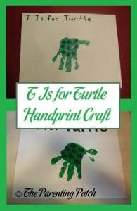 T Is for Turtle Handprint Craft