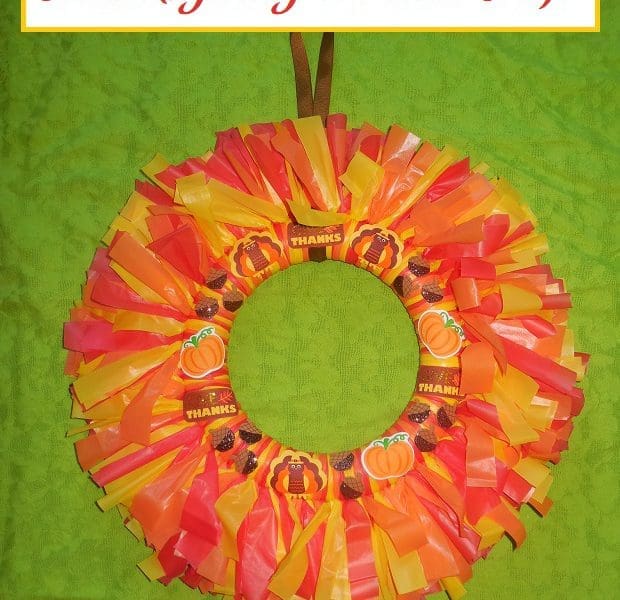 Tablecloth Strip Thanksgiving Wreath Craft | Parenting Patch